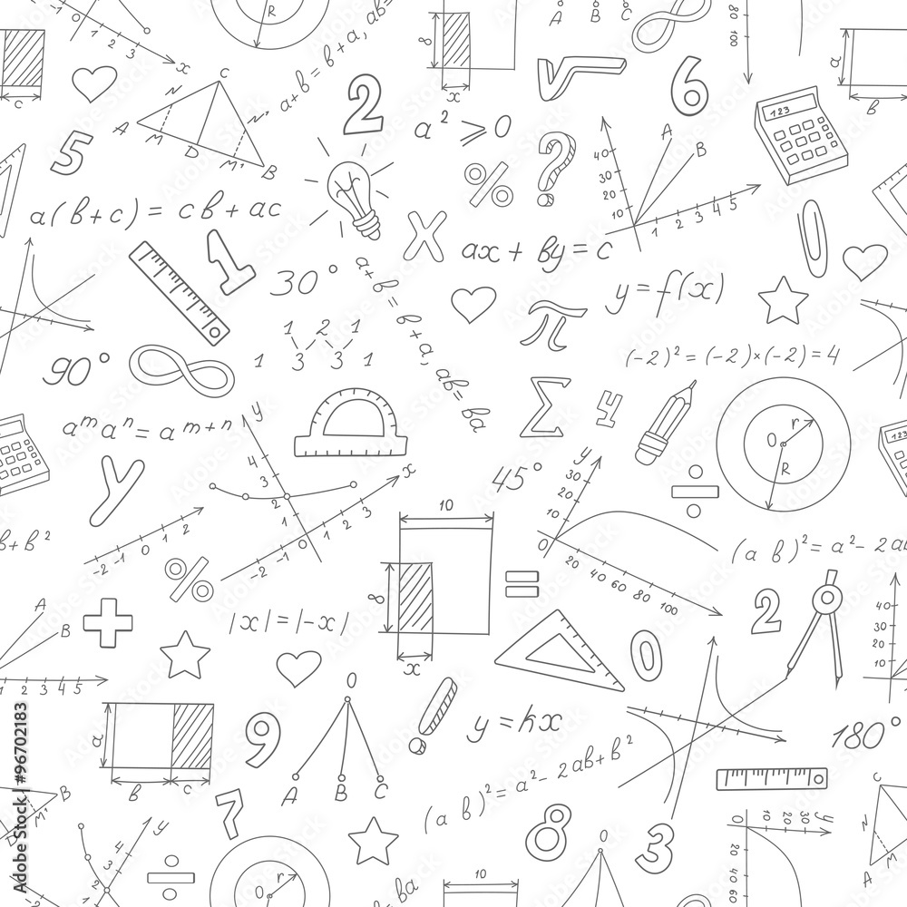 Seamless background with formulas and charts on the topic of ...