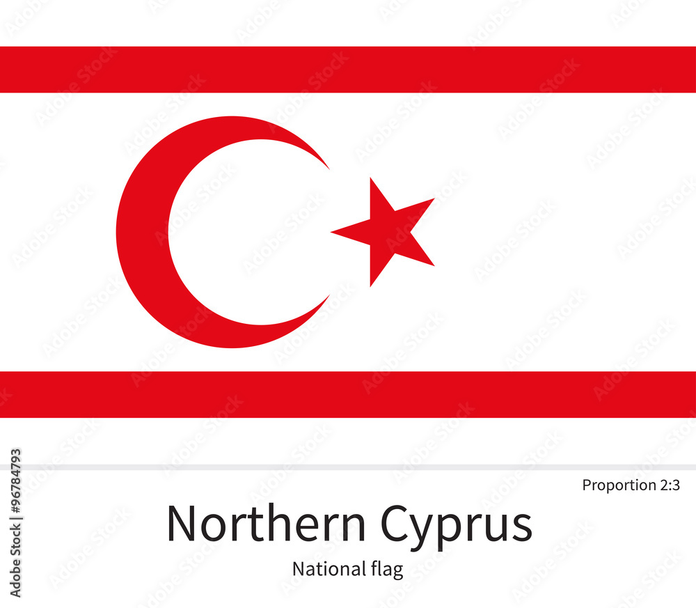 National flag of Northern Cyprus with correct proportions, element ...