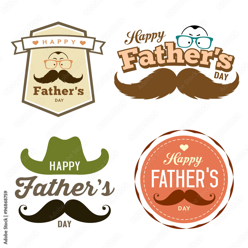Happy Father day colorful labels logo set concept design Stock Vector ...