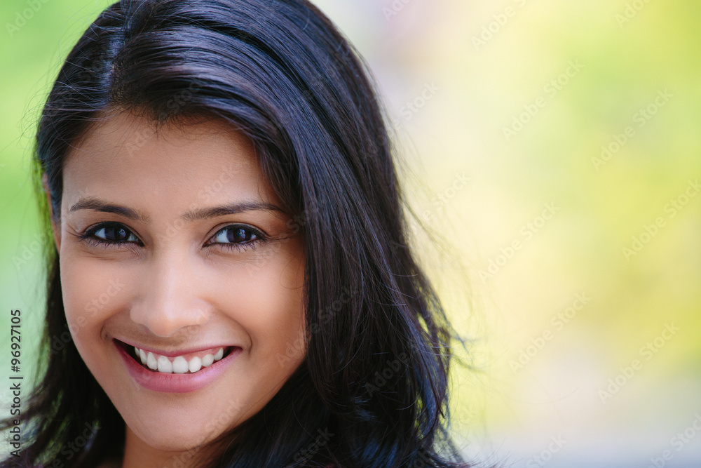 Closeup headshot portrait of confident smiling happy pretty young woman ...
