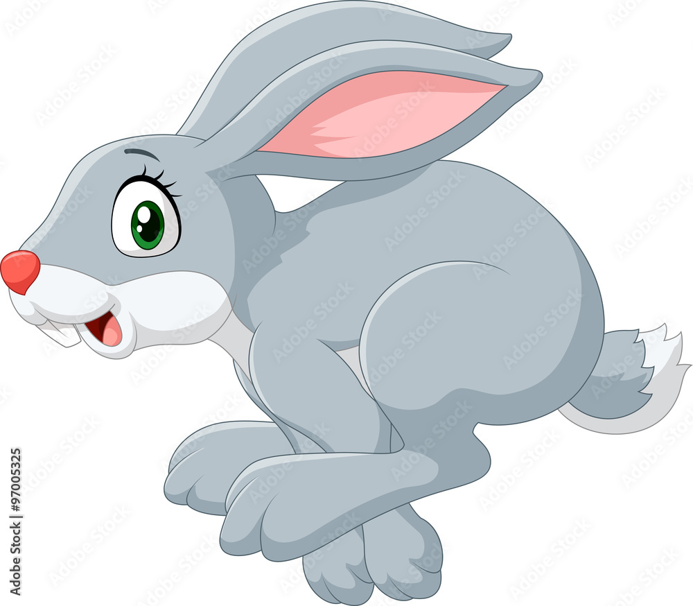 Cartoon happy bunny jumping isolated on white background Stock Vector ...