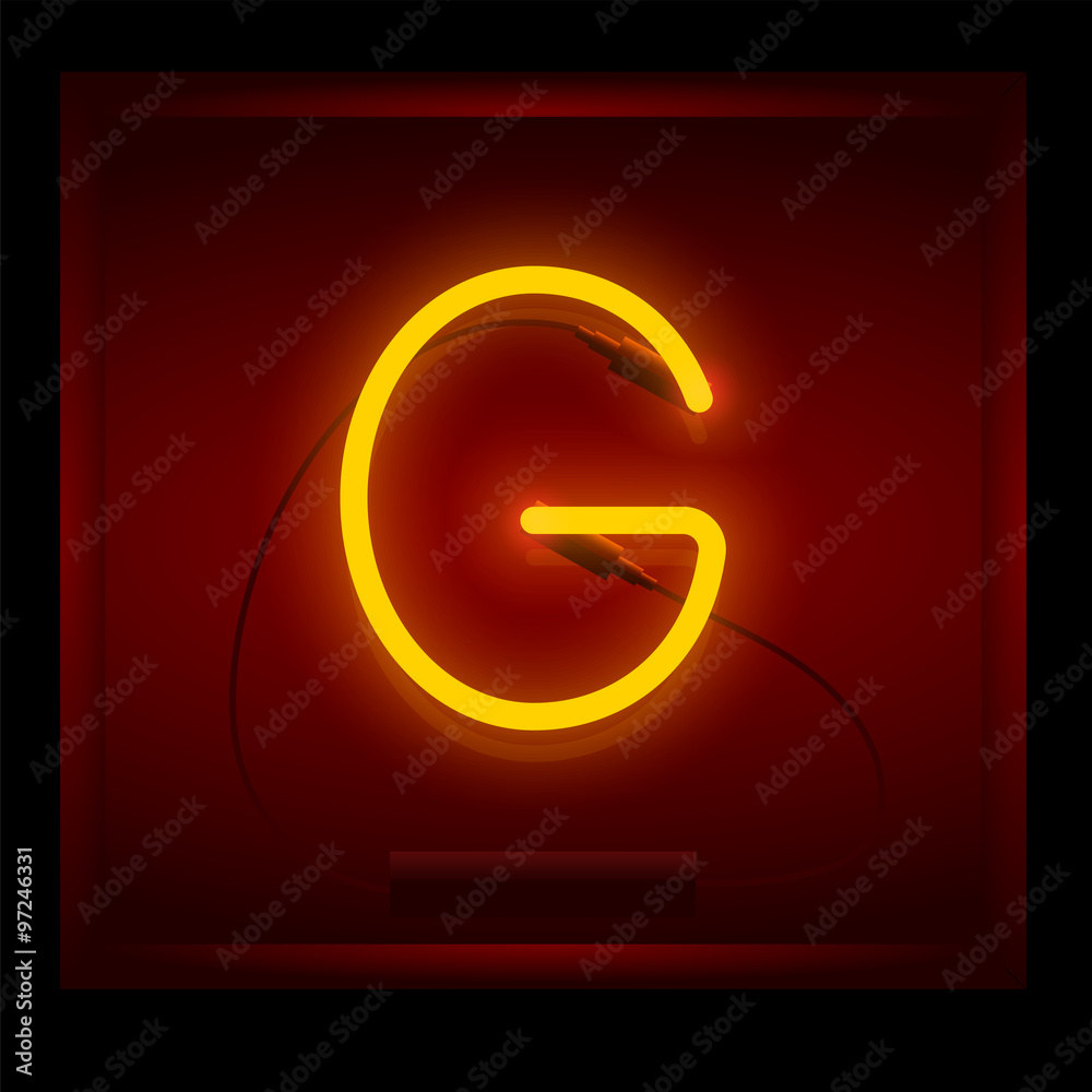 Realistic neon letter G vector illustration. Glowing font. Stock Vector ...