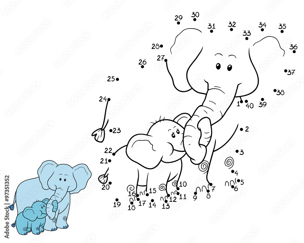 Numbers game for children: elephants Stock Vector | Adobe Stock