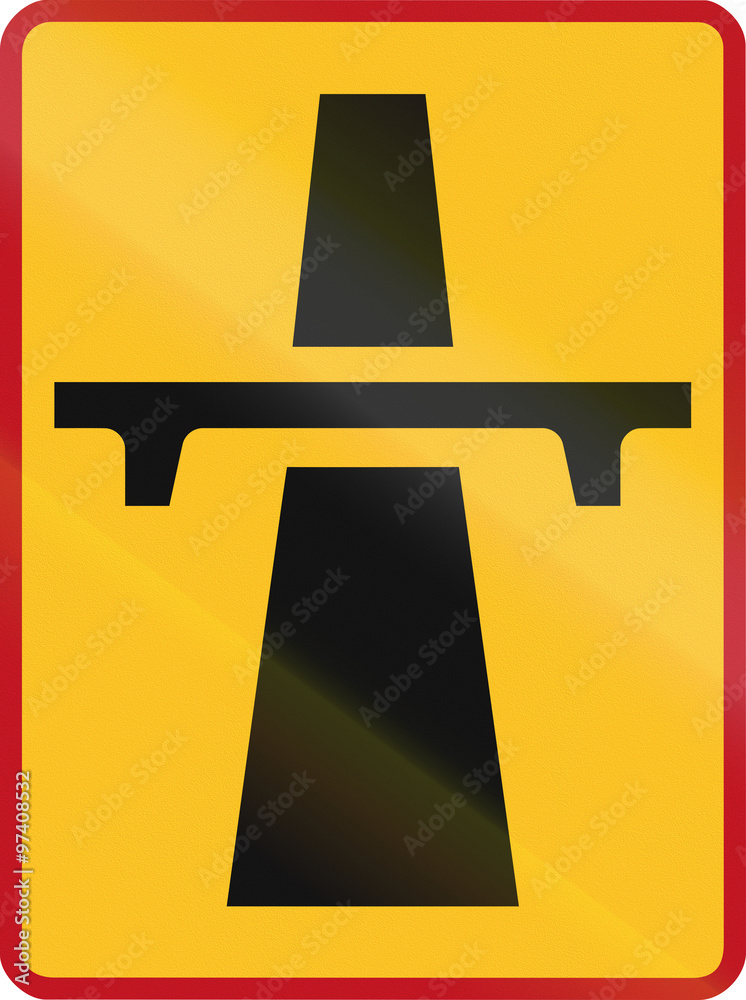Sign marking the beginning of a temporary single-carriageway in South ...