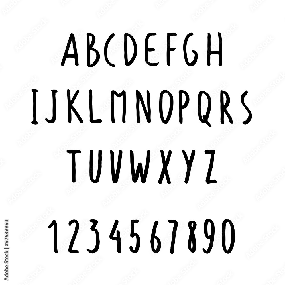 Vector hand drawn sketchy Alphabet Stock Vector | Adobe Stock