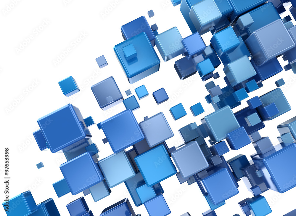 Abstract digital blue 3d cubes Stock Photo | Adobe Stock