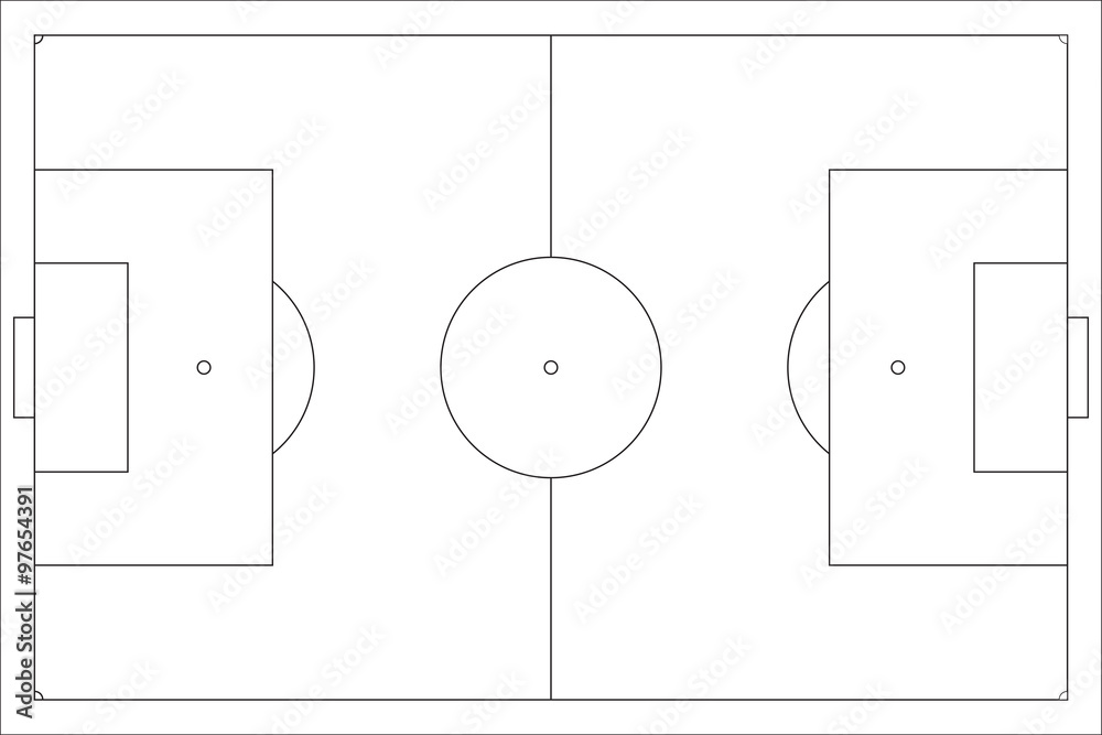 Football field. Soccer field top view. Outline. Stock Vector | Adobe Stock