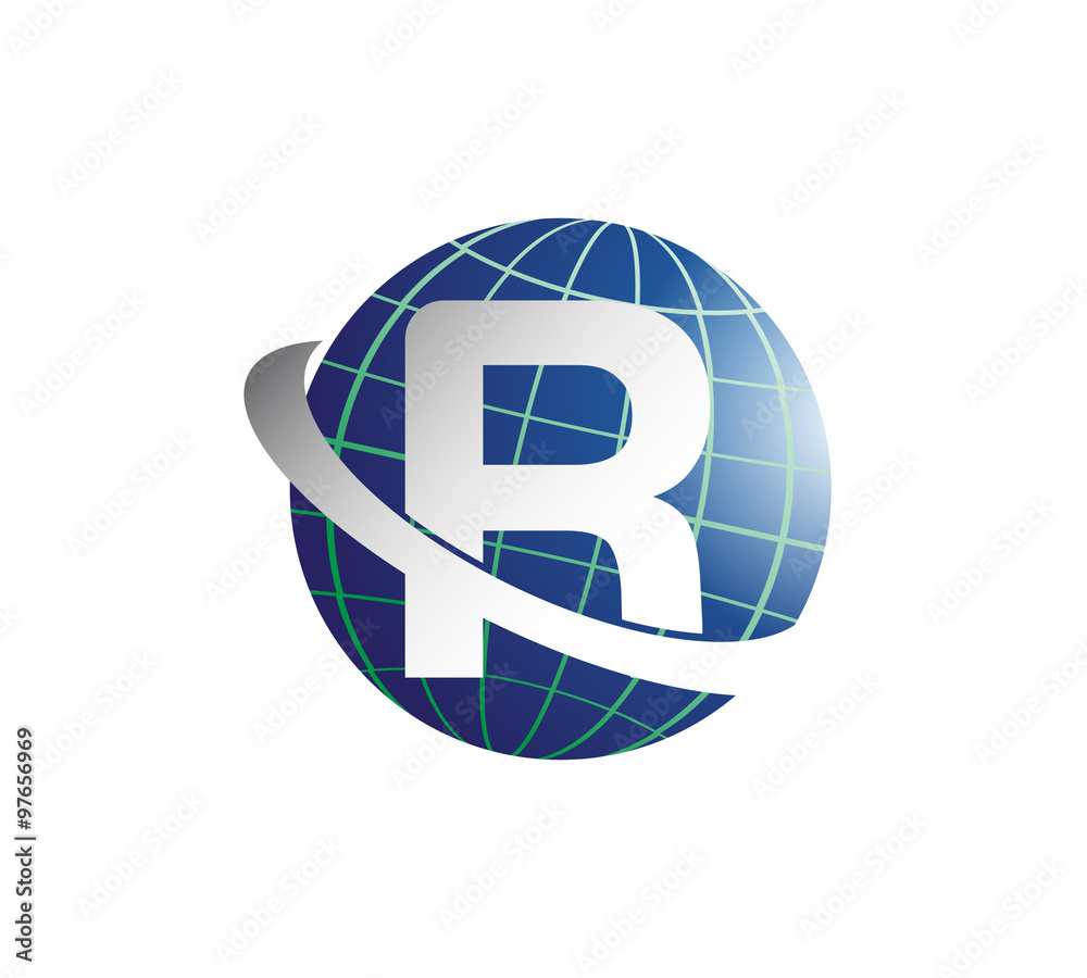 global logo with circle swoosh letter R Stock Vector | Adobe Stock