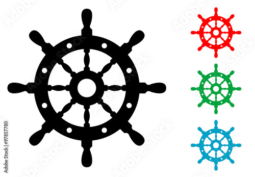 Icono plano timon de barco en varios colores #1 vector de Stock | Adobe ...