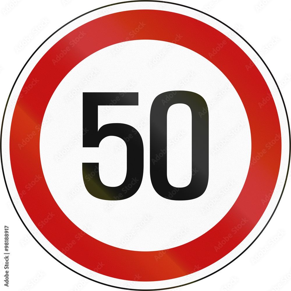 Road sign in South Korea - 50 kph speed limit sign in Slovenia Stock ...