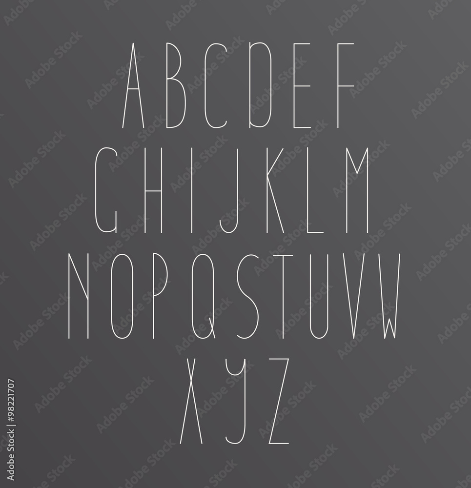 Minimal Font Symbol Icon Alphabet A through Z. Light font, vector ...