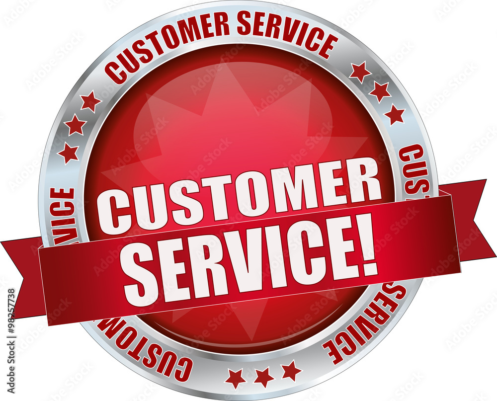 CUSTOMER SERVICE / realistic modern round glossy 3D vector eps10 button ...