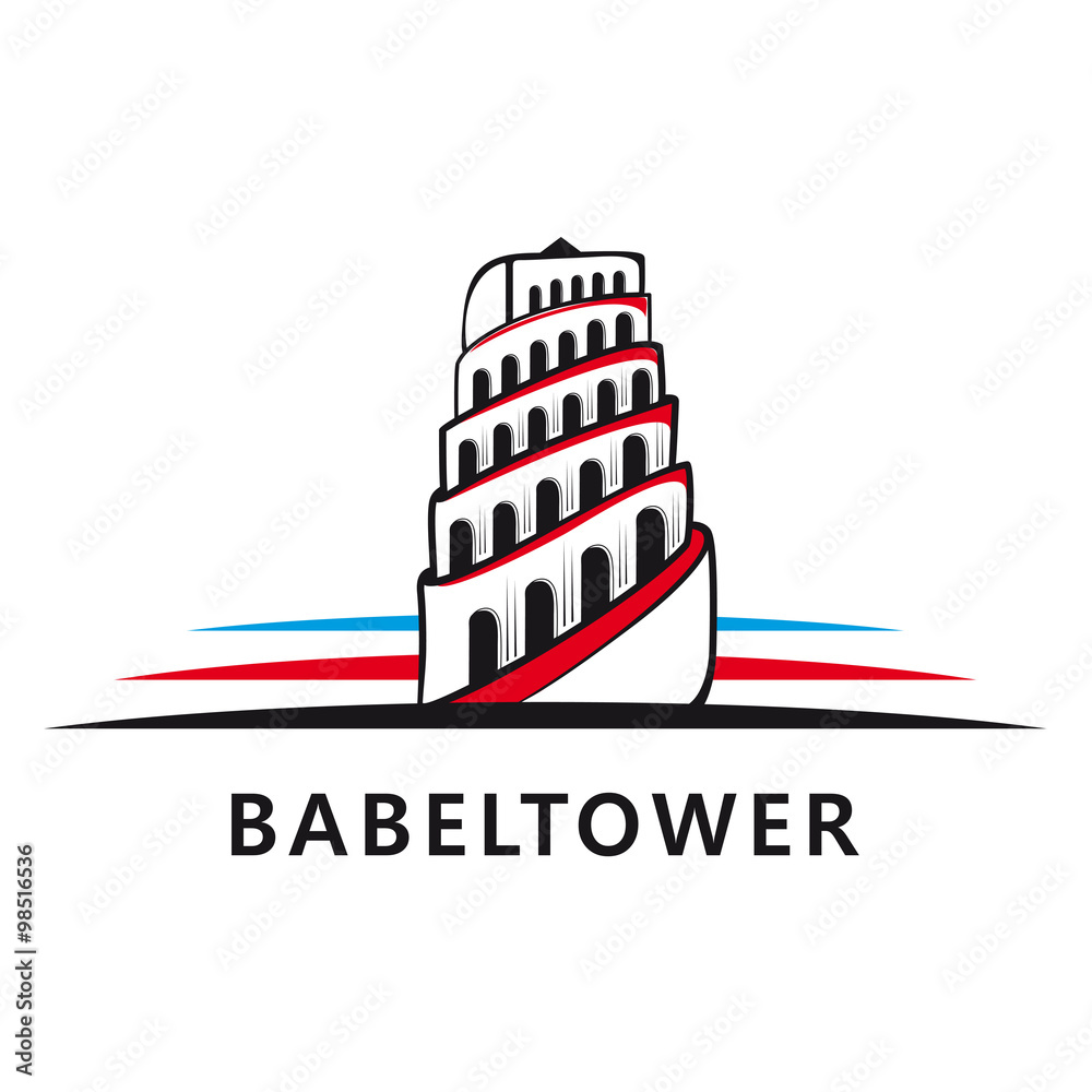 Tower of Babel logo. Vector illustration on white background. logotype ...