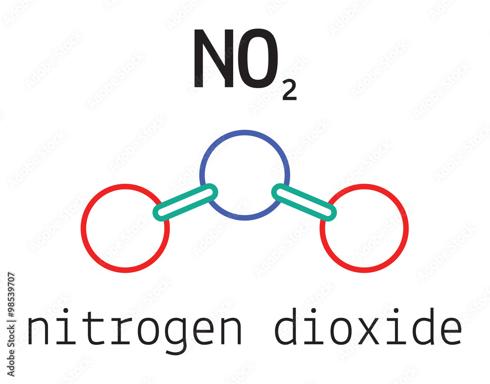 NO2 nitrogen dioxide molecule Stock Vector | Adobe Stock