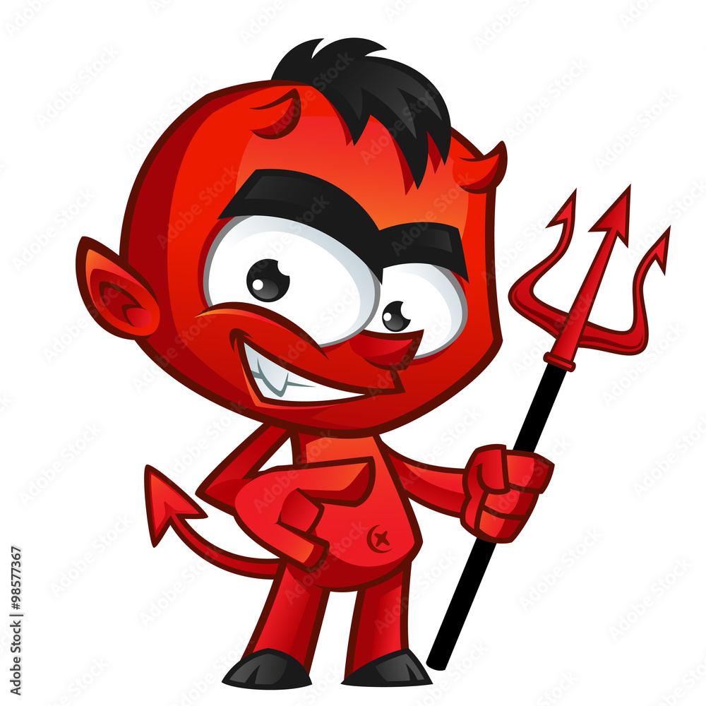 Vector de Stock Diablo con tridente y cara de malo | Adobe Stock
