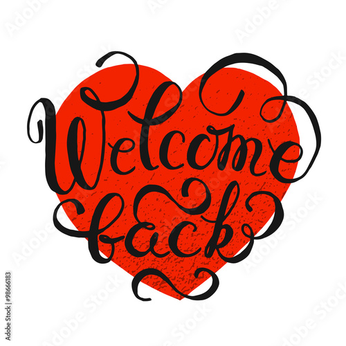 Welcome Back vector hand drawn lettering typography Stock Vector ...