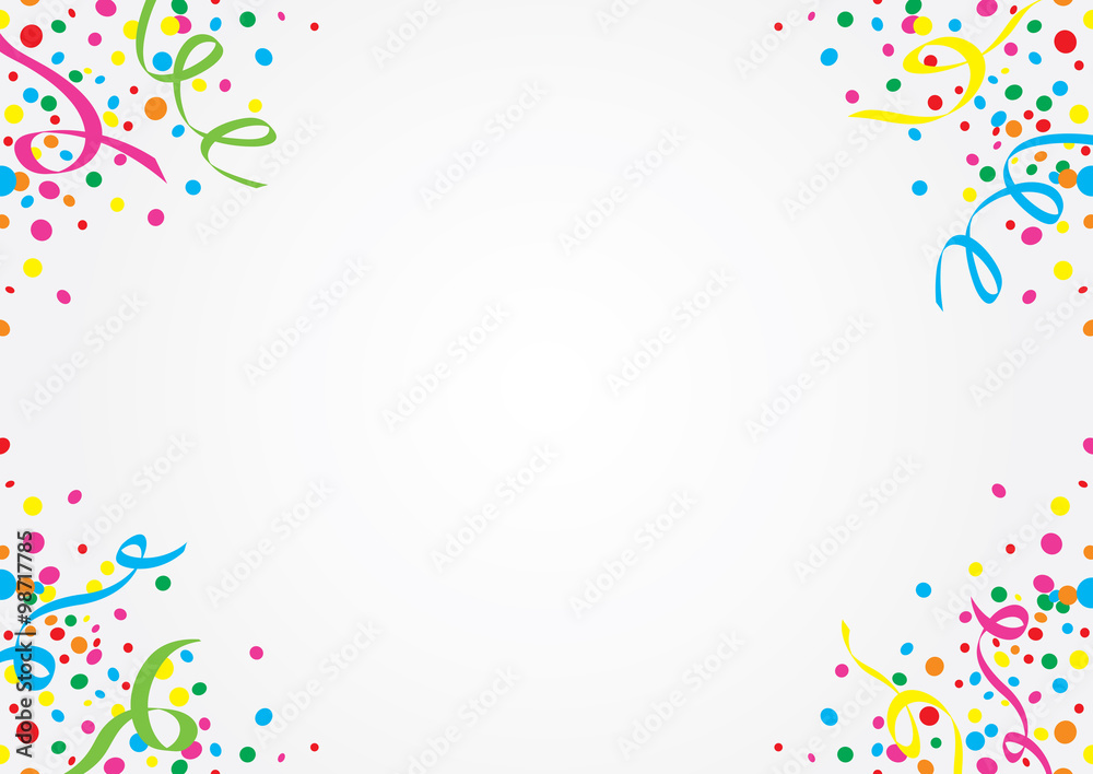 White background of colorful confetti and stars Stock Vector | Adobe Stock