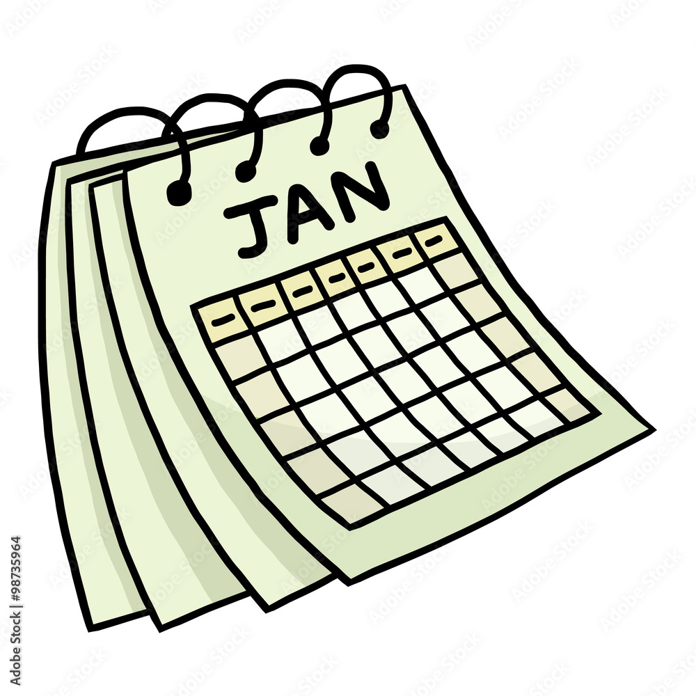 calendar of January / cartoon vector and illustration, hand drawn style ...