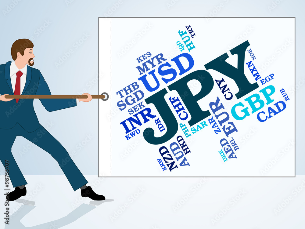Jpy Currency Means Worldwide Trading And Coinage Stock Illustration ...