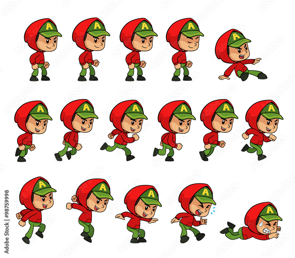 Red Hoodie Boy Game Sprites Red Hoodie Boy game sprites for side ...