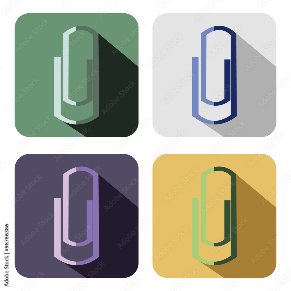 Vector icon. Set of colorful icons of clips, isolated on the white ...