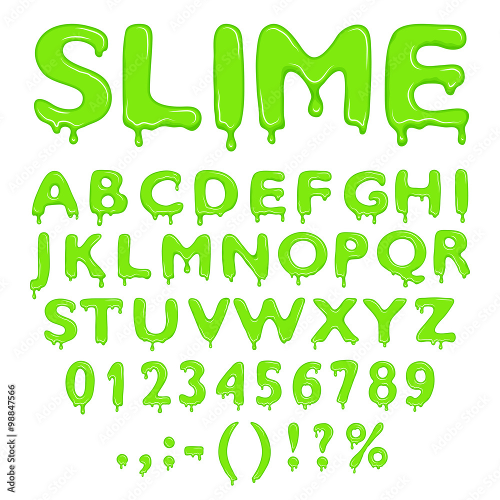 Slime alphabet numbers and symbols Stock Vector | Adobe Stock