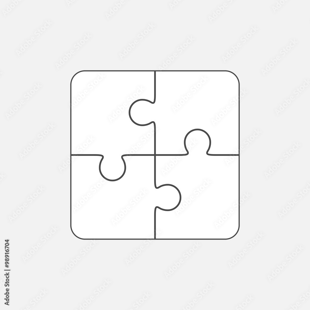Jigsaw puzzle blank vector 2x2, four pieces 素材庫向量圖 | Adobe Stock
