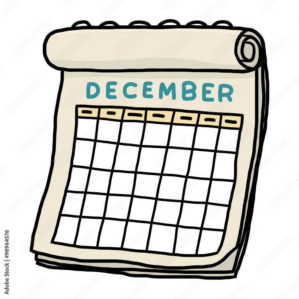 calendar of december / cartoon vector and illustration, hand drawn ...