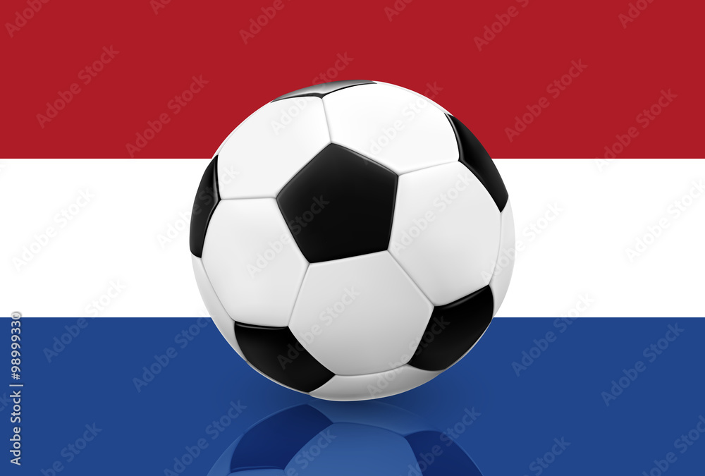 Realistic soccer ball / football on Netherlands flag background. Vector ...