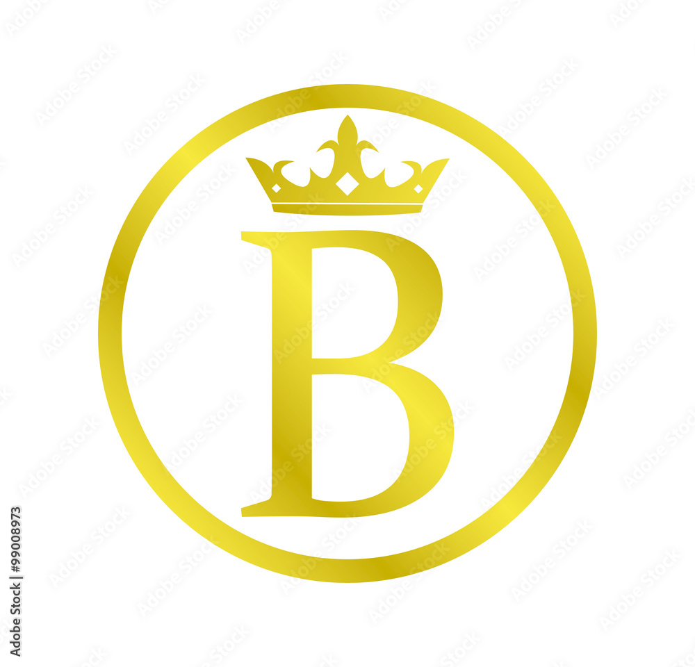 alphabet golden circle letter B with crown Stock Vector | Adobe Stock