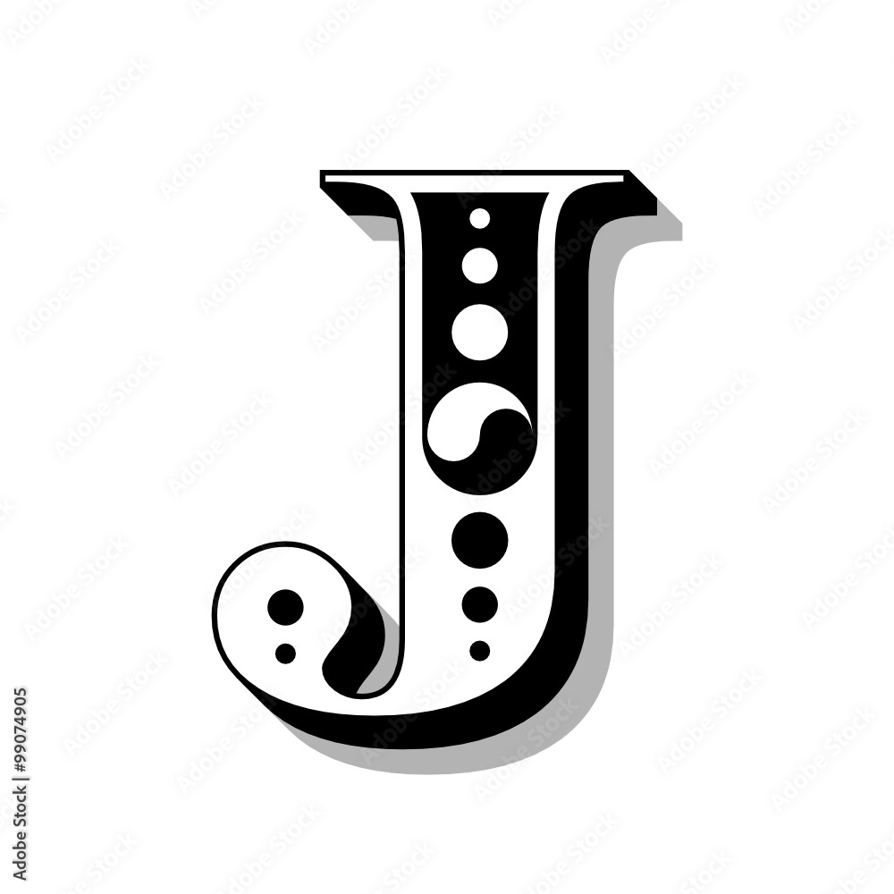 Classic vintage font, letter J, vector. Stock Vector | Adobe Stock