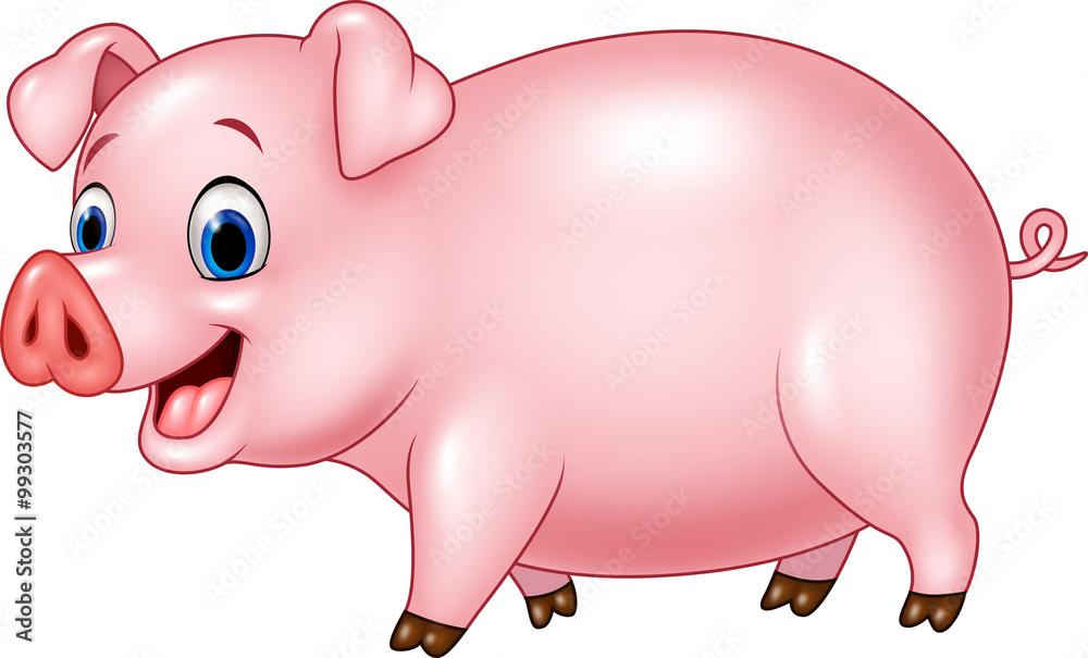 Cartoon funny pig isolated on white background Stock Vector | Adobe Stock