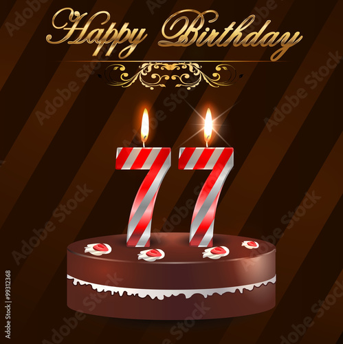 77 year Happy Birthday Card with cake and candles, 77th birthday ...