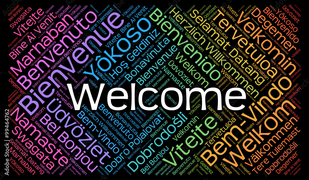 Welcome word cloud in different languages Stock Illustration | Adobe Stock
