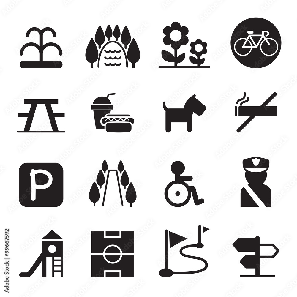 Park icon set Stock Vector | Adobe Stock
