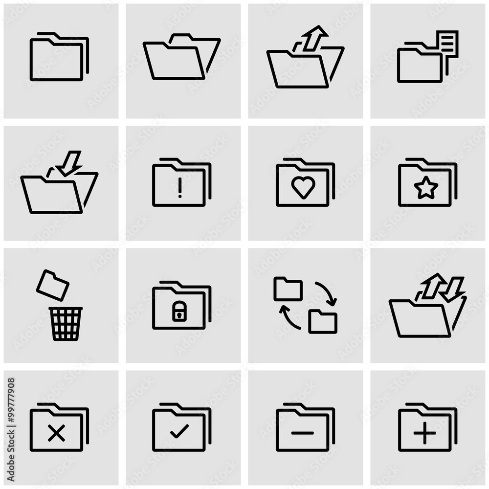 Image vectorielle Stock Vector line folder icon set. Folder Icon Object ...