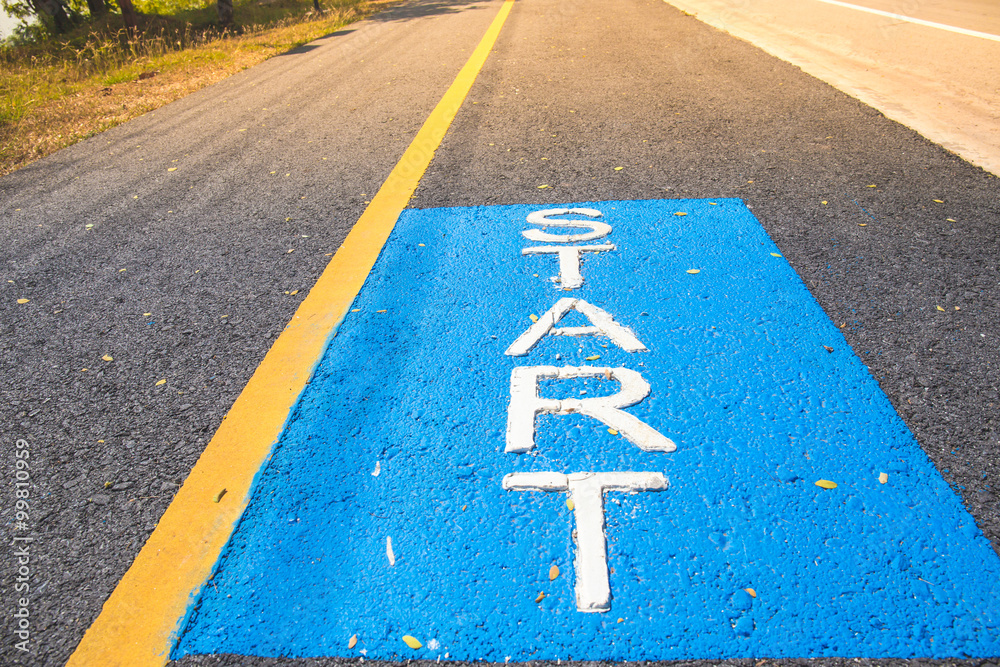 Start point on the asphalt roads for walk and bicycle Stock Photo ...