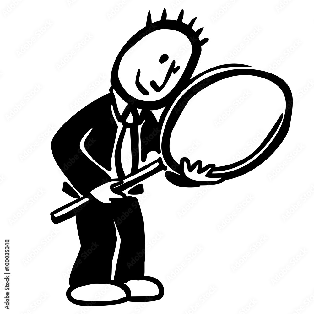 Lupe Cartoon Schwarz Und Weiß