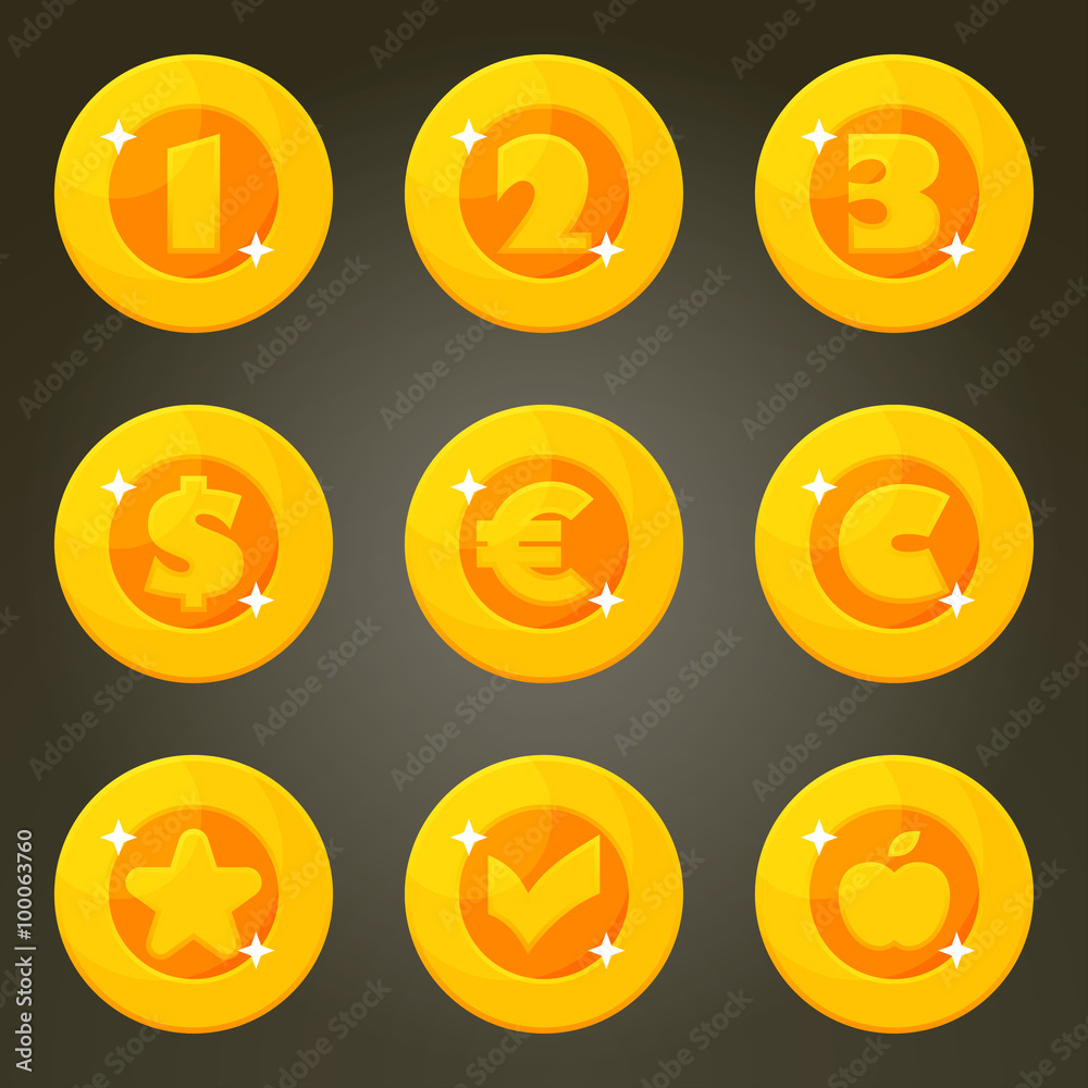 Cartoon Coins With Currency Emblems Stock Vector | Adobe Stock