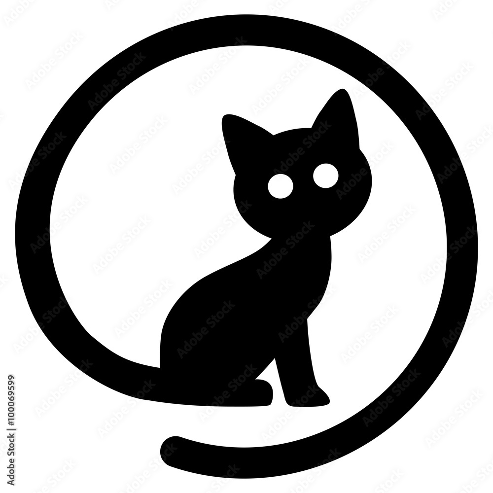 Icon: Sitzende schwarze Katze / Cat-Zeichen als Symbol für CatContent ...