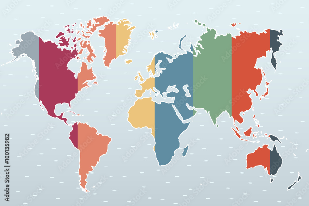 Стоковий вектор vector worldmap in different colors in editable way ...
