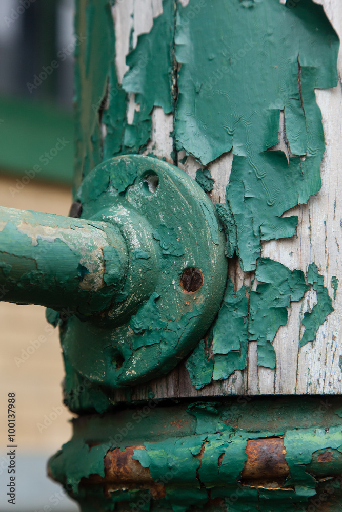 Details of historic building at military base; roof is caving in ...