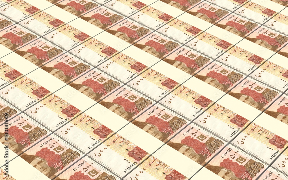 Pakistan rupee bills stacks background. Computer generated 3D photo ...