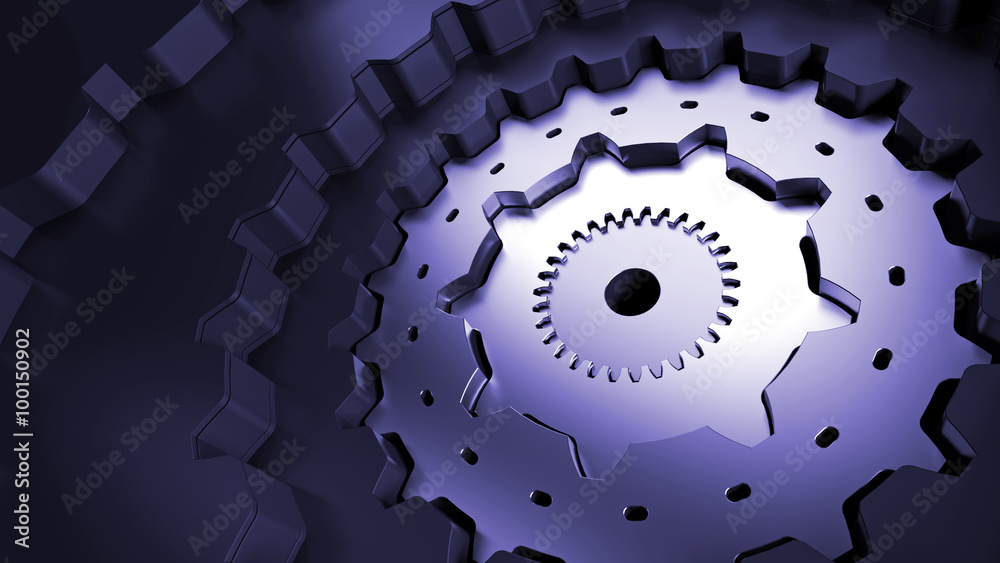 mechanism structure made of different gears, different height and teeth ...