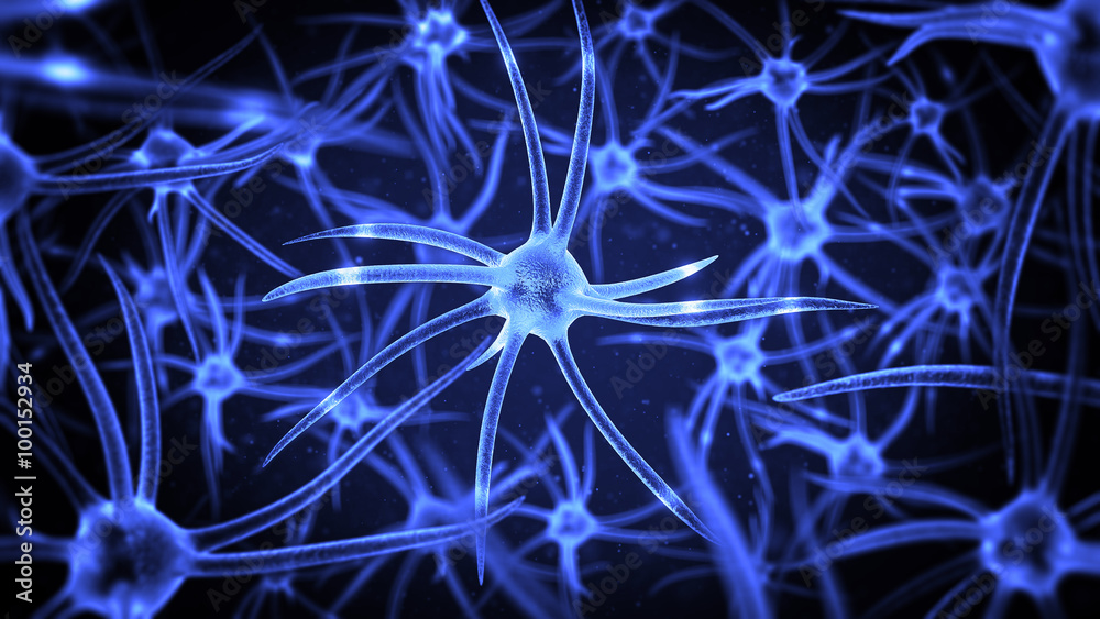 science illustration with several neurons with depth of field Stock ...