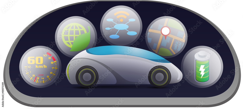 car cockpit and car control panel interface, vector illustration Stock ...