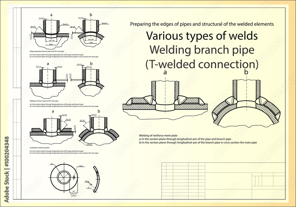 Welding branch pipes / Preparing the edges of pipes and structural of ...