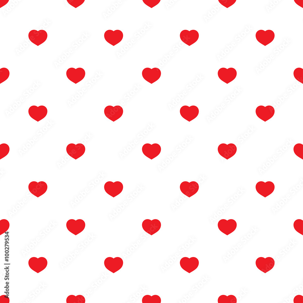 Red hearts seamless pattern on white background. Fashion love graphics ...