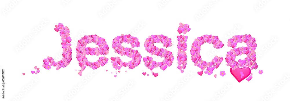 Jessica female name set with hearts type design Stock Illustration ...