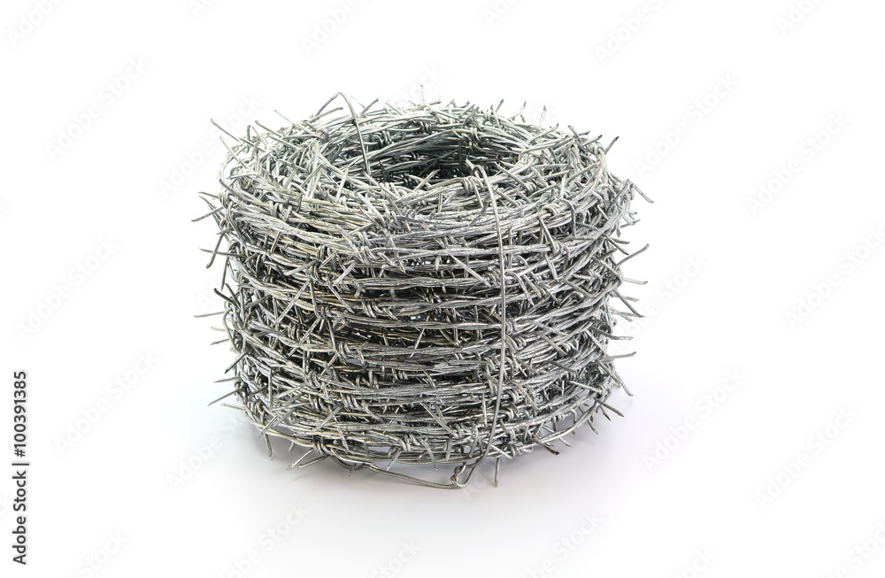 barbed wire roll isolated on white background Stock Photo | Adobe Stock